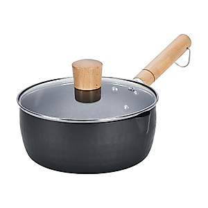 ICUUK Saucepan with lid, Hard-Anodized Non-Stick Aluminum, Small Sauce Pot - 2 Quart, Matte Black