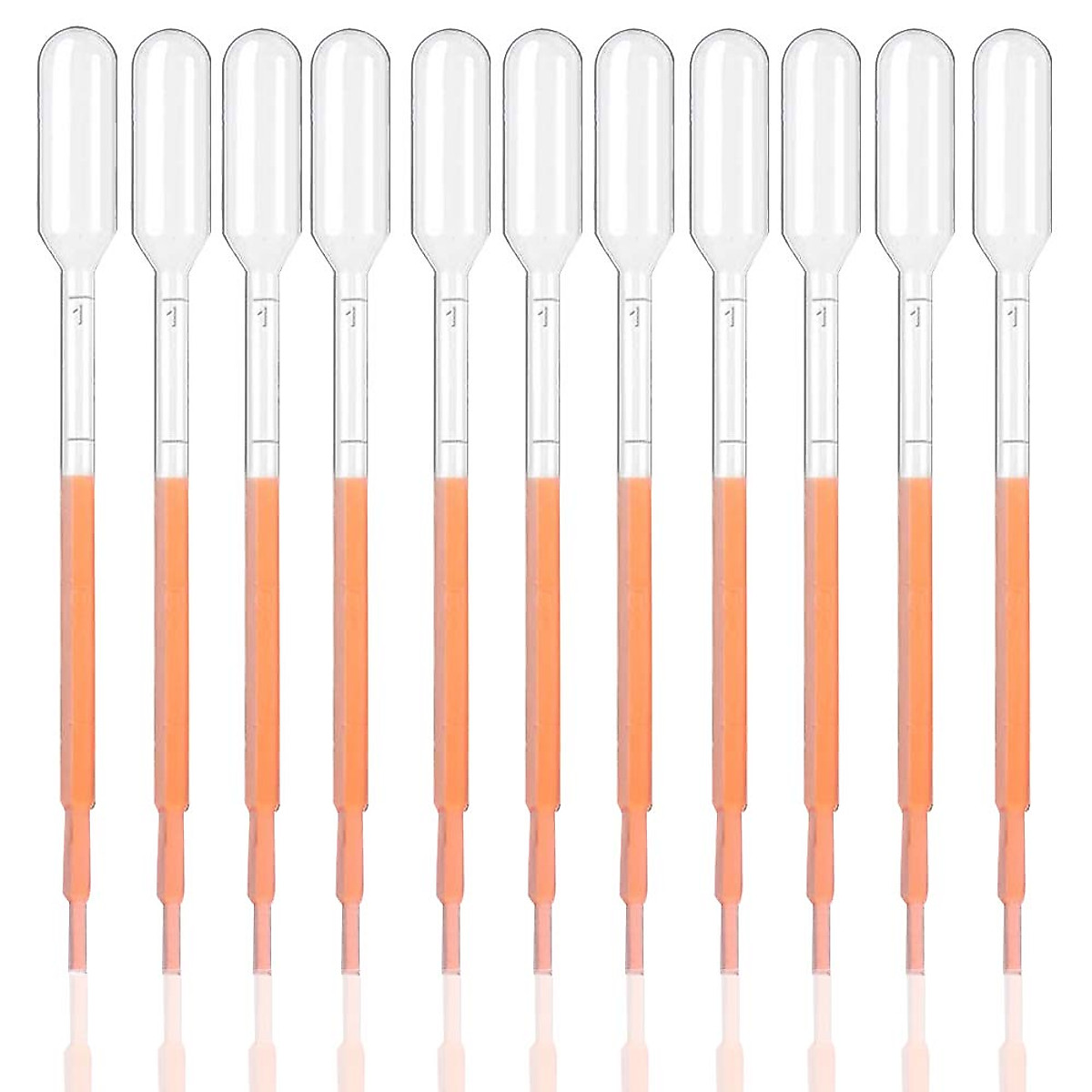 Ostrat 100PCS 1ML Disposable Plastic Pipette with Scale,Transfer Pipettes Dropper for Scientific Labs Experiment,Measuring, Watering, Dispensing