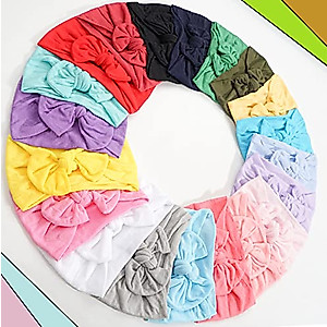 20 Colors Super Stretchy Soft Knot Baby Girl Headbands with Hair Bows Nylon Head Wrap For Newborn Baby Girls Infants Toddlers Kids