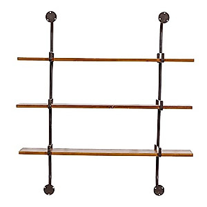 Deco 79 Wood Wall Shelf with Metal Brackets, 38" x 9" x 38", Brown
