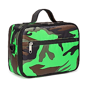BLUEFAIRY Kids Insulated Lunch Box for Boys Lunch Bag Lunch Box Carrier for Boys for Elementary School Kindergarten (Camo Green)