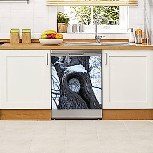 Dishwasher Magnet Cover Cute Owl Magnetic Refrigerator Stickers Decorative Appliance Cover Fridge Panels Metal Door Garage 23x26in Creative Gift Idea for Bird Lovers