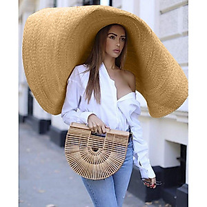 Fashion Oversized Straw Hat - Large Brim Sun Hat Beach Cap Big Foldable Floppy Sunshade Hats for Women Girls Travel (B Color 90cm)
