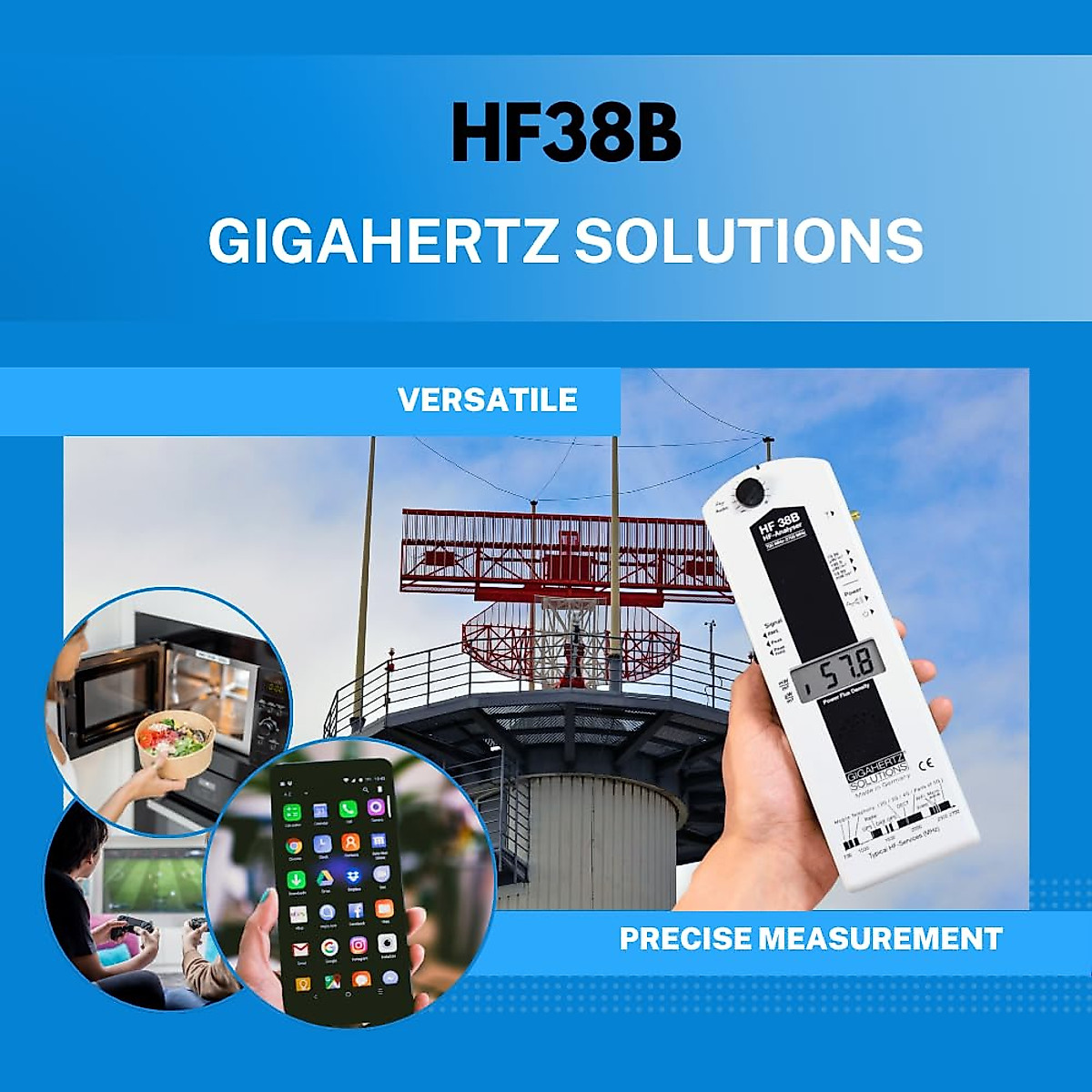 HF38B - Semi-professional electromagnetic field meter for High Frequency 800 MHz - 3.3 GHz.