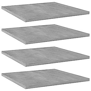 WIFESE Floating Shelves 4 pcs 15.7"x15.7" Simplistic Bookshelf Board Living Room Wall Shelves Bedroom Wall Storage Floating Bathroom Shelving Concrete Gray Quality Engineered Wood