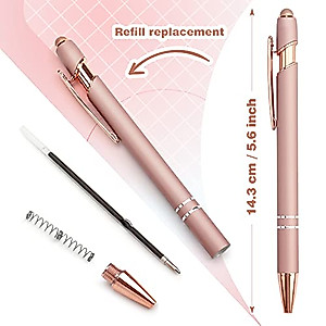 6 Pack Ballpoint Pen 2-in-1 Stylus Retractable Ballpoint Pen with Stylus tip, Metal Stylus Pen for Touch Screens, 1.0 mm Black Ink