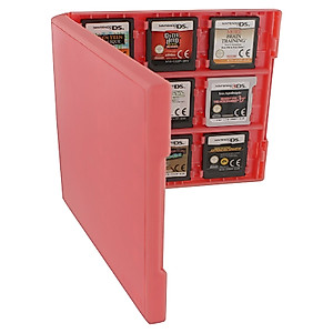 Assecure 18 game card case for Nintendo 3DS, ̗̀new ̖́- 3DS XL, 2DS & DS - 18 in 1 game cartridge folio style plastic storage case travel box - Pink