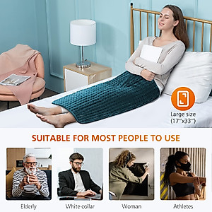 Snailax Heating Pad for Back Pain Relif, FSA HSA Eligible, 6 Temperature Settings & Auto Shut Off,17”x33, Washable Heat Pads for Abdomen,Feet,Back,Cramp, Office,Home(Green)