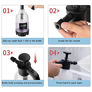 Gecorid Foam Sprayer, Foaming Pump, Water Sprayer, Hand Pressurized Soap Sprayer, Manual Foam Car Wash, Suitable for Home, Garden and Car Detailing & Washing