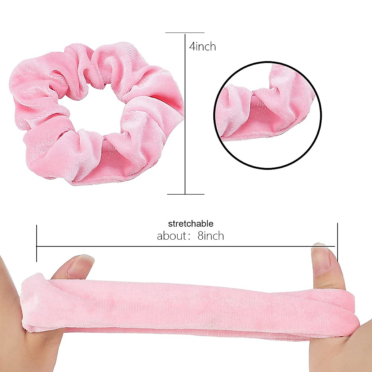 Didder 20 Pcs Pink Velvet Scrunchies, Soft Hair Ties for Women Girls Elastic Bobbles Ropes Scrunchie, Cute Hair Accessories for Daily Use
