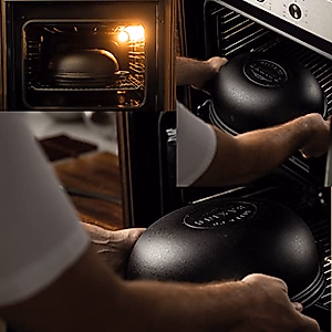 Deli&Co. Baking Pre-Seasoned Cast Iron Bread Pan Multicooker | Bake sourdough bread, grill steaks and cook stews | Seasoned with canola oil with a smooth surface finish