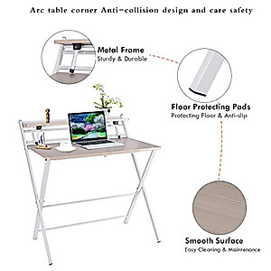 Zewuai Double Layer Folding Study Desk for Small Space Home Office Desk Simple Laptop Writing Table 80x 50x72.5cm -U.S. Shipping