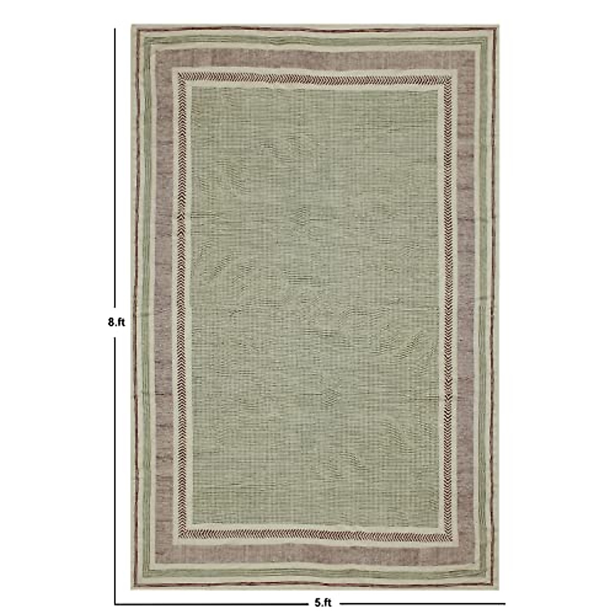 Casavani Hand Block Printed Cotton Dhurrie Geometric Green & Brown Area Rug Doormat Floor Rug Indoor Area Rugs for Bedroom Living Room Laundry Room 6x6 Feet Square