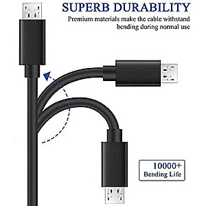 Micro USB Cable 10Ft,2 Pack Extra Long Android Charger Cable,DEEGO Durable Fast Sync Charging Cord for Samsung Galaxy S7 S6 Edge J7,Note 5,Note 4,LG G4,Android Phone,PS4,Smartphone,Camera,Black