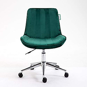 Cherry Tree Furniture Cala Pine Green Colour Velvet Fabric Desk Chair Swivel Chair with Chrome Base