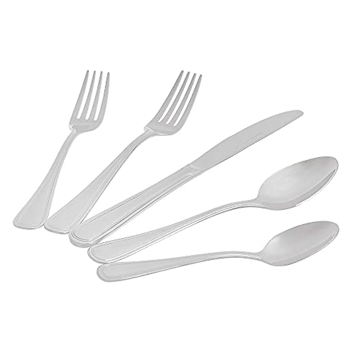 Amazon Basics 20-Piece Stainless Steel Crown Flatware Set, Service for 4, Silver