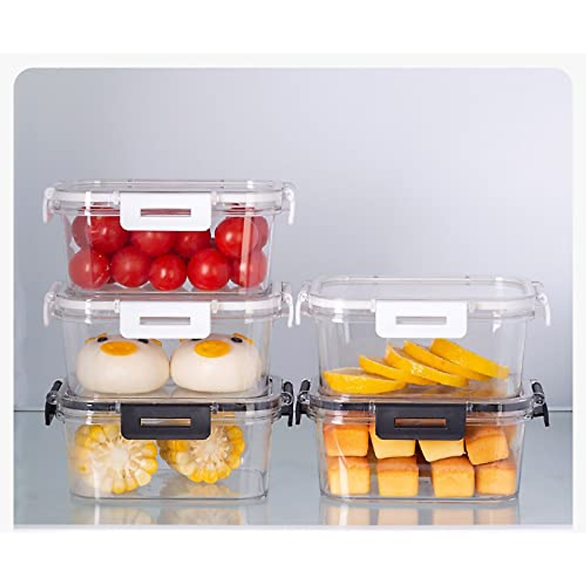 Qiopertar Airtight Crisper Refrigerator Rectangular Kitchen Thickening Box Storage Box (Black)