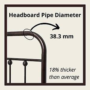 AMBEE21 Vintage Queen Metal Bed Frame with Headboard and Footboard Platform/Wrought Iron/Heavy Duty/Solid Sturdy Metal Slat/Rustic Brown/No Box Spring Needed/Industrial & Farmhouse