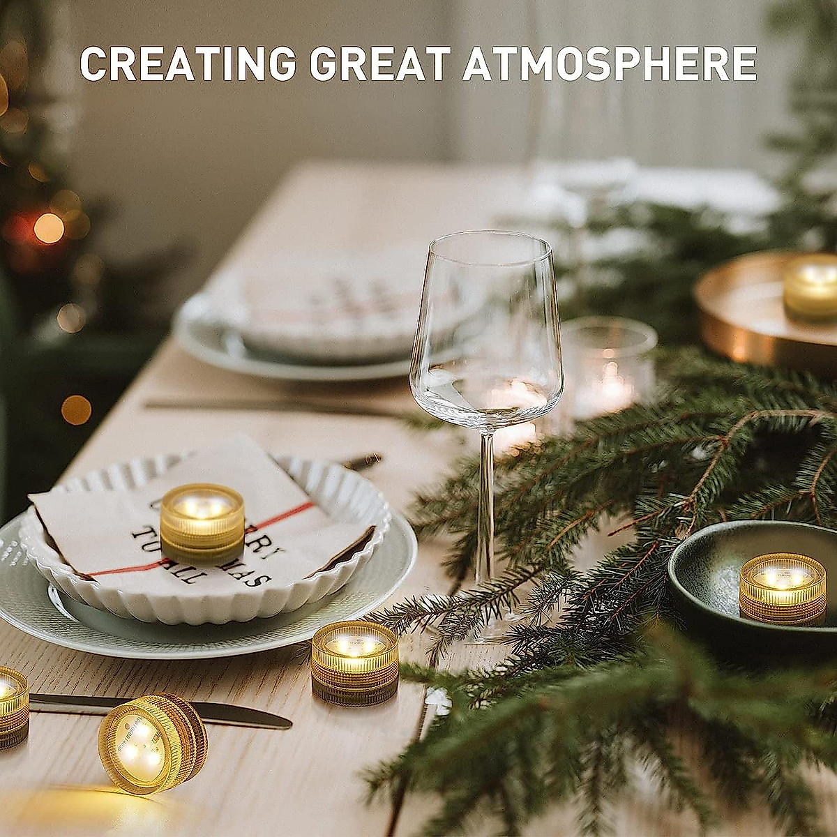 Mata Leon Mini Waterproof Battery LED TeaLight 20pcs 1.2" Battery Powered LED Puck Accent Light for Party Events Wedding Hallowen Pumpkin Light Pond Hot Tub Fountain Decor(Warm White)