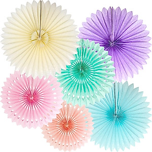 ANSOMO Pastel Rainbow Paper Fans Party Decorations Colorful Ice Cream Easter Macaron Wall Hanging Light Pink Blue Purple Mint Peach Ivory Décor Birthday Wedding Bridal Baby Shower Classroom Supplies