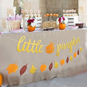 Glitter Little Pumpkin Banner Fall Baby Shower Gender Reveal Birthday Party for Kid's Birthday Party Decor Autumn Thanksgiving little pumpkin baby shower decorations