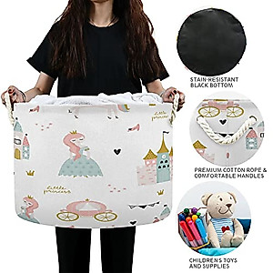 Kigai Princess Castle Cotton Rope Basket Large Collapsible Baby Laundry Basket Blanket Basket Kid's Toy Storage Basket Organizer for Nursery Bedroom Home Decor