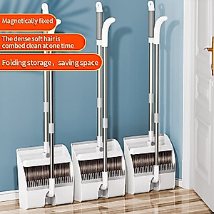 Magnetic Suction Broom Dustpan Suit,Broom and Dustpan Set for Home, Dustpan and Broom Set, Broom and Dustpan Combo for Office Home Kitchen Lobby Floor Use Dustpan Broom Set