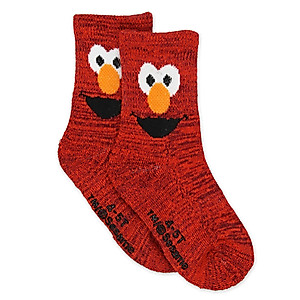 Sesame Street Elmo Baby Toddler Boys Girls 6 Pack Crew Socks with Grippers (2-3T, Multicolor)