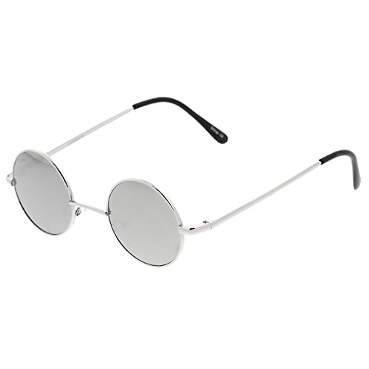 zeroUV Small Retro Lennon Style Colored Mirror Lens Round Metal Sunglasses 41mm (Silver/Silver Mirror)