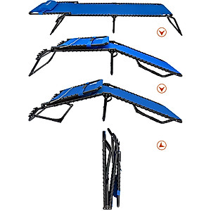 KingCamp Chaise Lounge Removable Pillow 3-Position Adjustable Chair Folding Patio Recliner for Camping Pool Beach Outdoor, Supports 300lbs, Blue, One Size