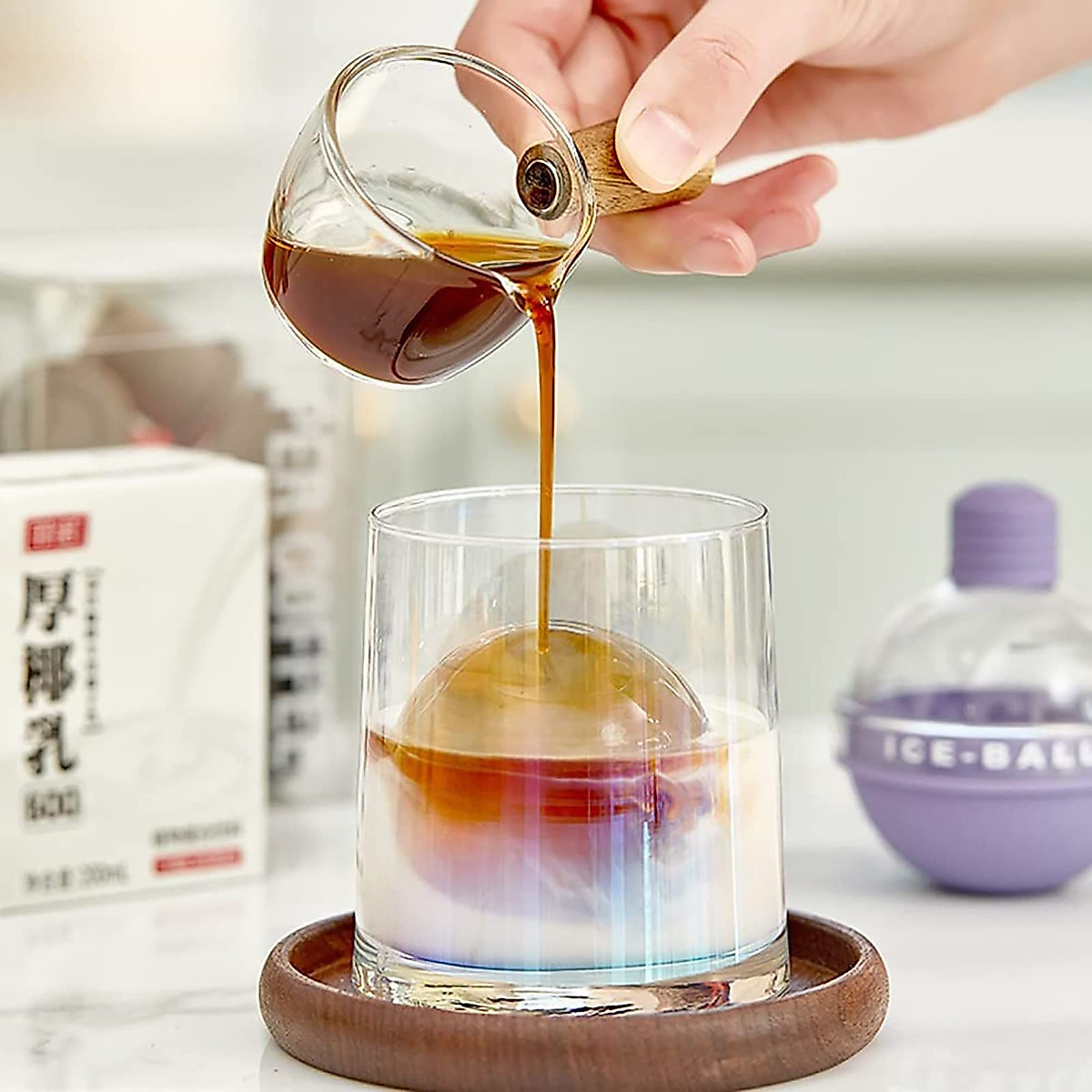 Kitchen Gadgets Lot Ice Ball Mould Bobuluo Round Ice Cube Ice Cube Tray Leak Silicone Big Sphere Ice Ball Makers For Whiskey Cocktail Easy Release Peak Ice