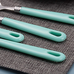 Cutiset 25 piece Stainless Steel Flatware Set with Hanging Caddy (Green, 25-Piece)