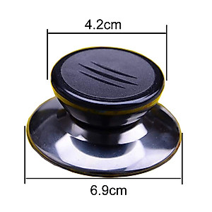 2 Sets Universal Pot Lid Cover Knob Handle Cookware Universal Replacement Pot Grip Knob Cap 2.7" Stainless Steel Base, Black+Silver