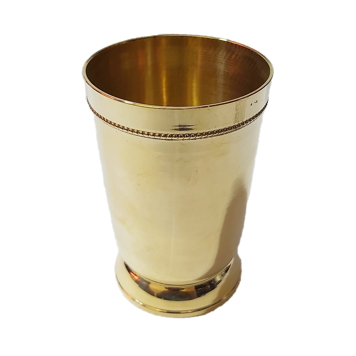 PARIJAT HANDICRAFT Brass mint beaded julep cup for moscow mule designer brass tumbler drinkware accessories.