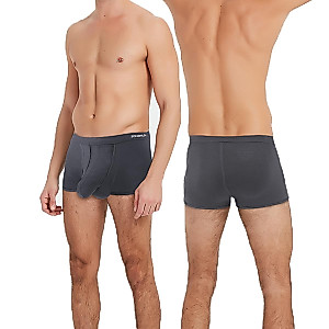 ZONBAILON Men's Dual Pouch Underwear comfortable Bulge Enhancing Boxer Briefs with Separate Pouch Modal Trunks Dark Gray XL