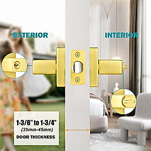 Gold Door Handles Door Knobs,Heavy Duty Modern Interior/Exterio Satin Brass Door Lever Not Keyed Alike Front Entry Door Handle wth Lock(1 Pack)