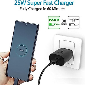 Galaxy S23 S22 Charger Super Fast Charging 25W USB C Wall Charger Block with 6.6ft Type C Charger Cable for Android Samsung Galaxy S23/S23+/S22/S21/S20/S10/Plus/Ultra/Note 20/10/Z Fold/Flip/Galaxy Tab