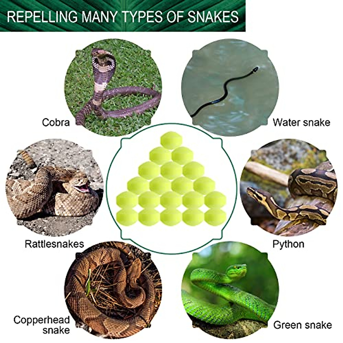 runhaze 20 Pack Snake Away Repellent for Yard Powerful Be Gone Defence Pet and Children Safe Ball for Outdoors Lawn Garden Camping Fishing Home Indoors Control
