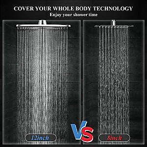 Veken 11.8 Inch High Pressure Rain Shower Head Combo with Adjustable Extension Arm- Wide Rainfall Showerhead with 6 Handheld Water Spray Dual Showerhead with Anti-Clog Nozzles - Silver Chrome