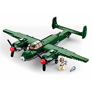 DAHONPA TU-2 Fighter Military Army Airplane Building Bricks Set with 1 Figure, 311 Pieces Air-Force Build Blocks Toy, Gift for Kid and Adult.