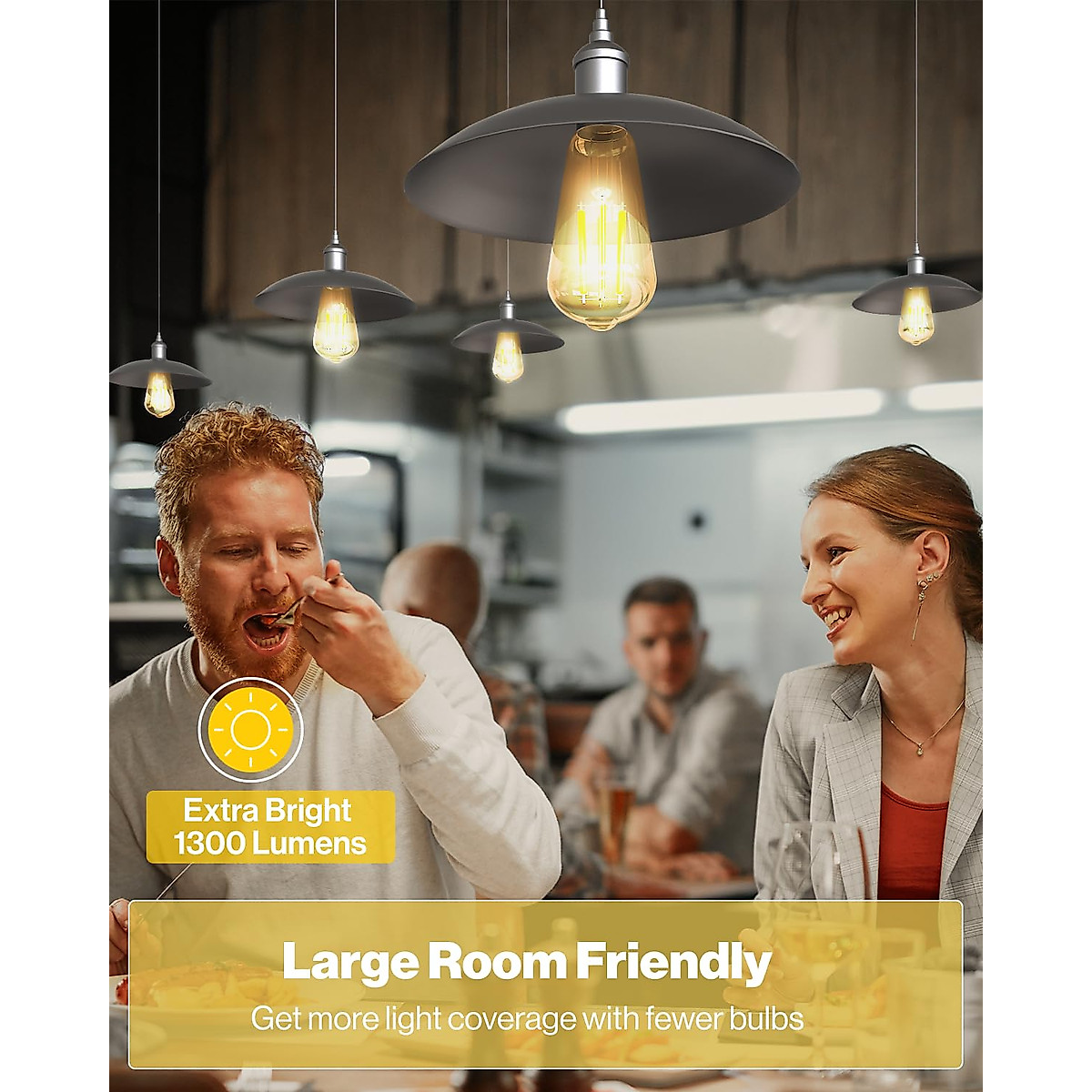 Sunco 4 Pack Vintage LED Edison Bulbs, 75W Equivalent 11W, 1300 LM High Brightness, Dimmable ST58 Filament, 3000K Warm White, E26 Medium Base, Clear Glass Light Bulbs