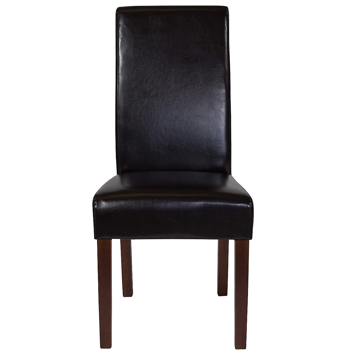 EMMA + OLIVER Brown LeatherSoft Parsons Chair with Mahogany Legs