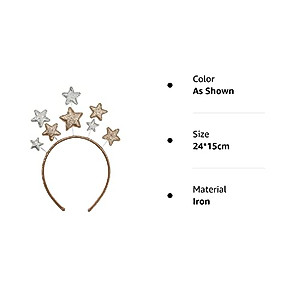 Minkissy Glitter Star Headband Star Headpiece Halloween Headband Funny Hairband Christmas Party Headwear Holiday Festival Hair Accessories for Girls Kids Women