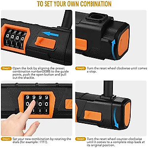 XIXIDIAN Bicycle U Lock Anti-Theft Bike Password Lock Heavy Duty Combination U Lock Bike Lock