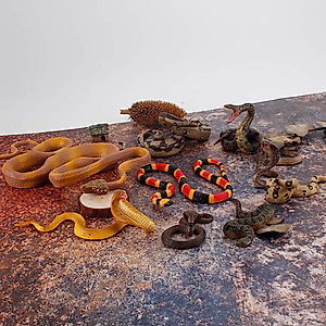 Fantarea 10 PCS Realistic Wild Life Jungle Animal Action Figures Model Figurines Playset Snake Python Model Party Favors Supplies Cake Toppers Set Toys for Boys Girls Kid Toddlers