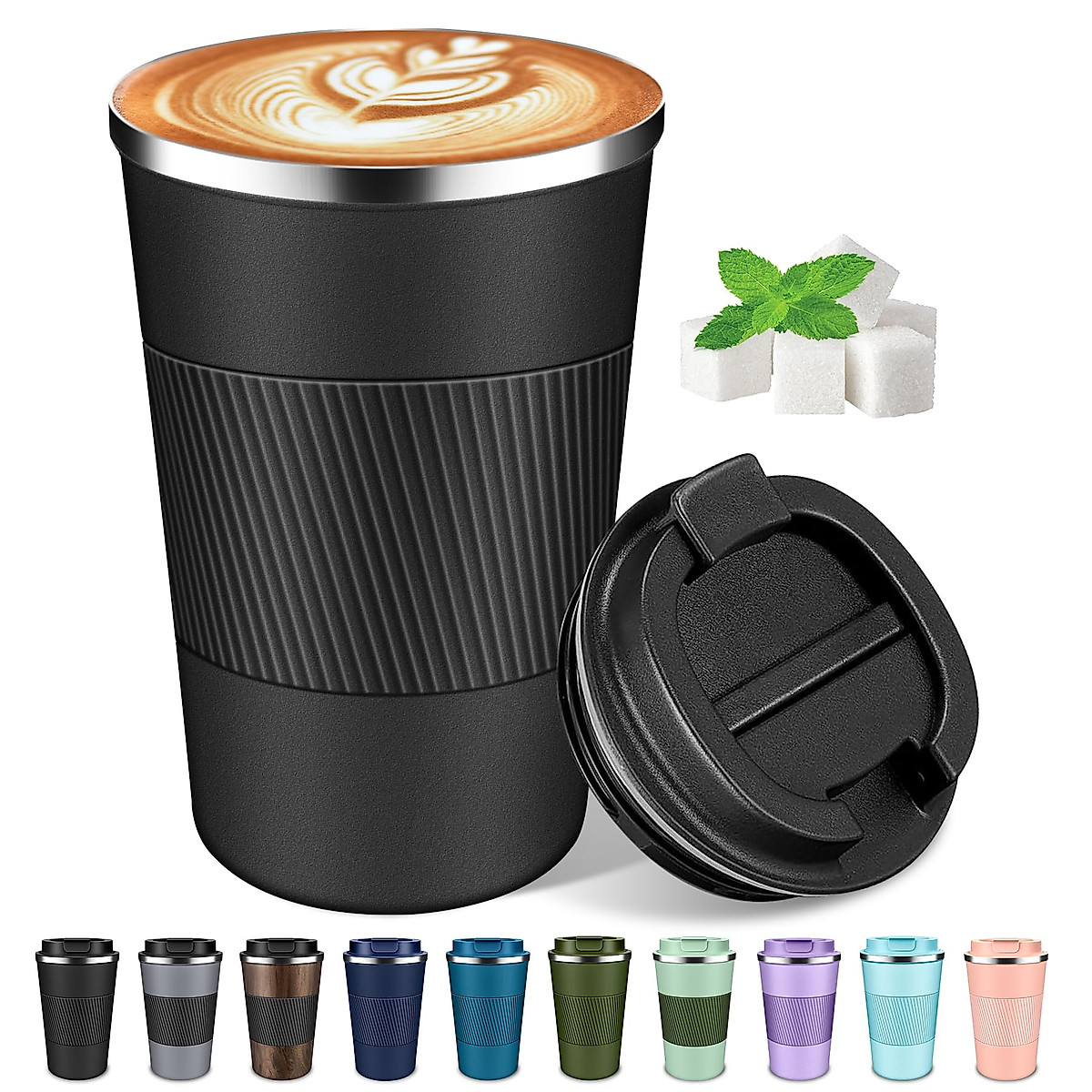 Coffee Travel Mug 12 oz & 17 oz Insulated Coffee Mug with Lid Portable Spill-Proof Coffee Travel Mug No Handle Reusable Stainless Steel Mug Keeps Cold and Hot Suitable for Car, Daily, Travel and Gifts