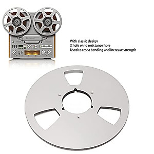 Aluminum Alloy Empty Tape Reel 1/4 10 Inch Empty Tape Reel Empty Disc Opening Machine Parts 3 Holes for Reel Tape Recorder Accessory (Silver)