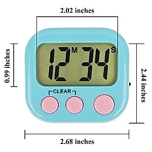 6 Pack Digital Timer for Teacher Small Timers for Kids Magnetic Back Big LCD Display Loud Alarm Minute Second Count Up Countdown with ON/Off Switch for Classroom, Homework, Exercise(3 Blue & 3 White)