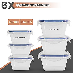 RFAQK 52 Pcs Food Storage Containers with Airtight Lids-34OZ to 1.35OZ- Clear Plastic Leak Proof Meal Prep Containers for Kitchen and Pantry Organization, Microwavable & Freezer Safe