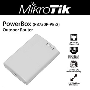 Mikrotik PowerBox 64MB Router 5x10/100 4xPoE-OUT OSL4 Outdoor Case 2W at 24V